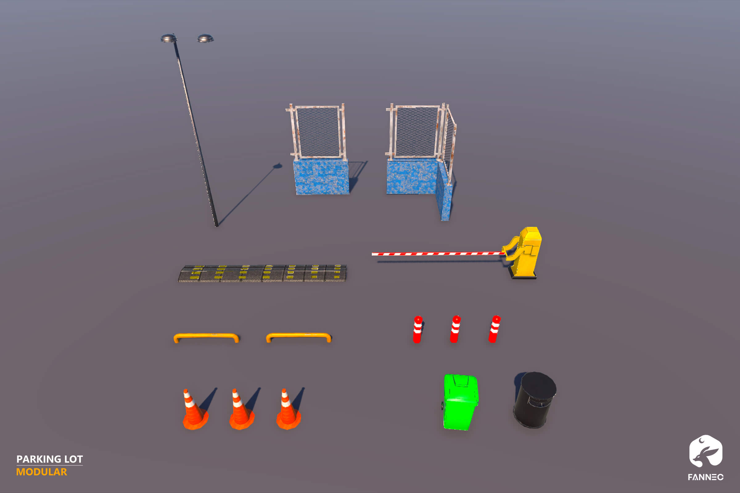 Modular Parking LOT V1 - Blender & FBX 3D Model by FANNEC