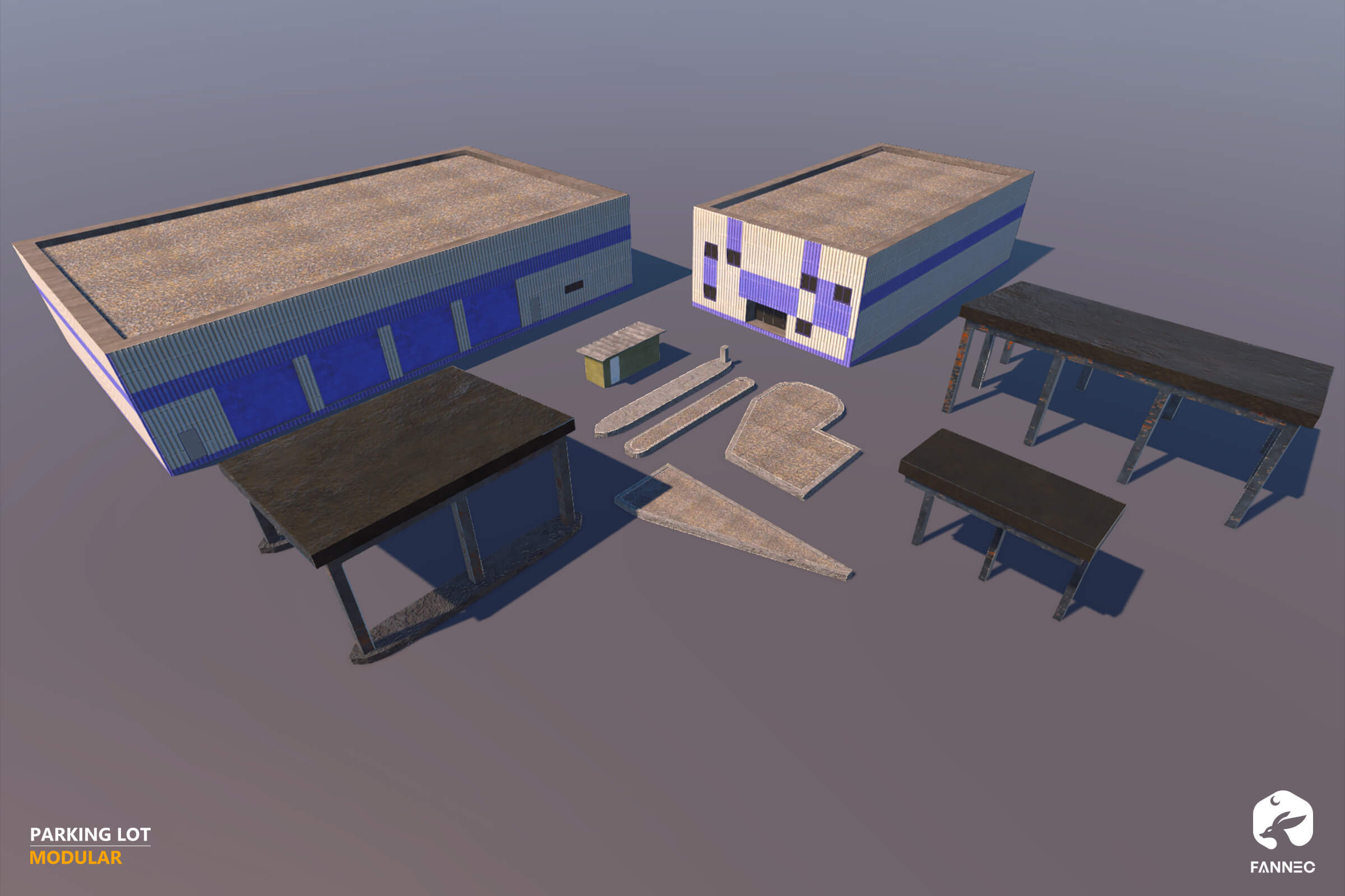 Modular Parking LOT V1 - Unreal Engine 3D Model by FANNEC