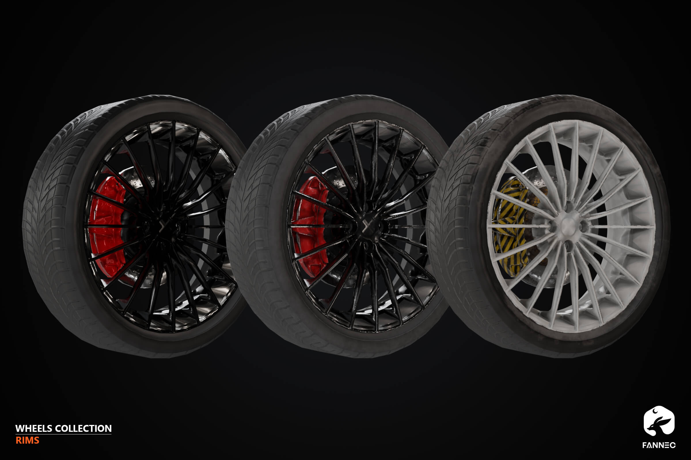 Rims - Wheels Collection - Blender & FBX 3D Model by FANNEC