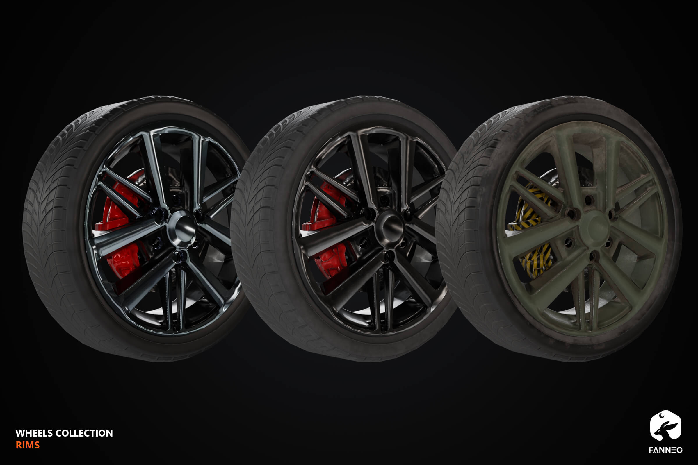 Rims - Wheels Collection - Blender & FBX 3D Model by FANNEC