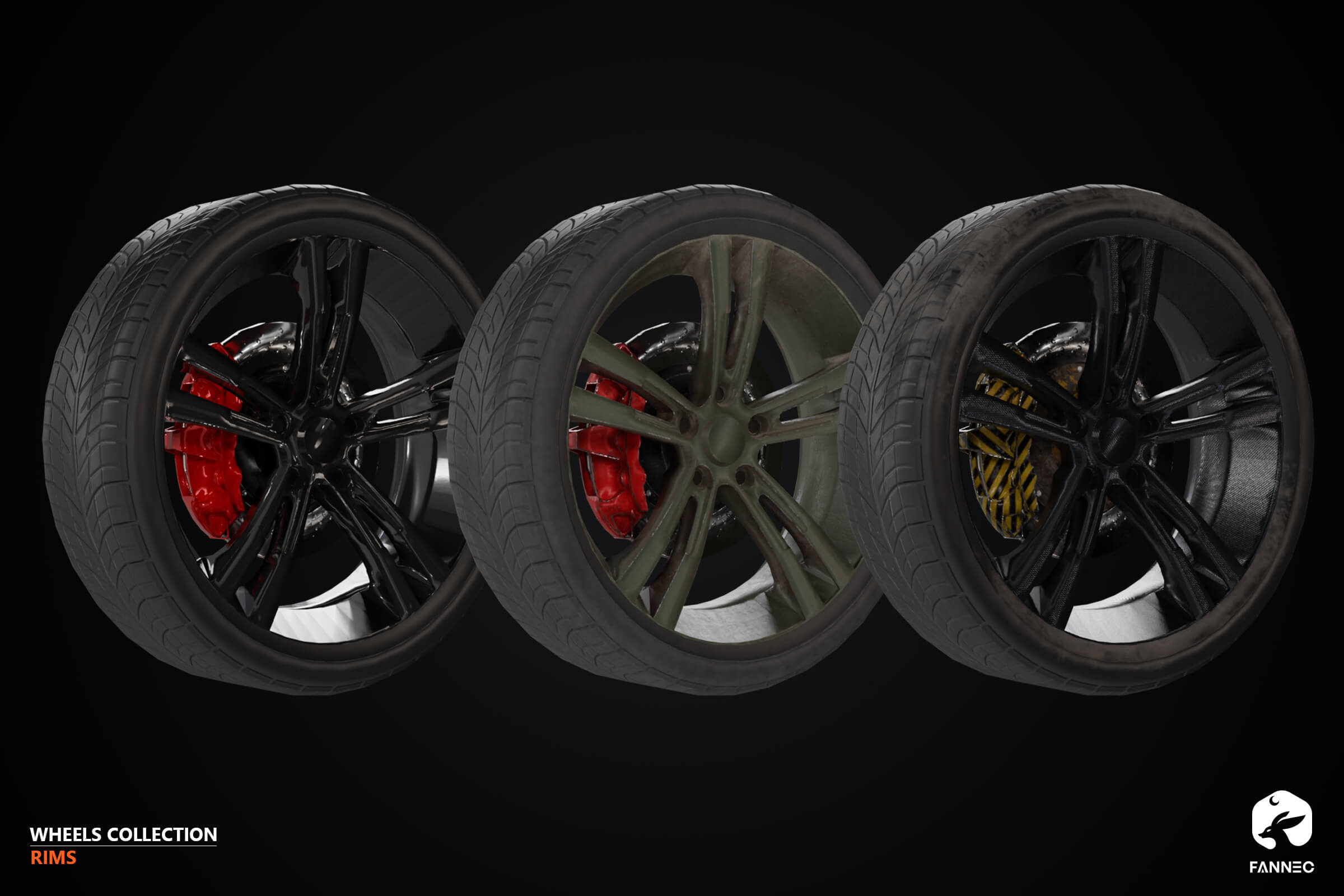 Rims - Wheels Collection - Blender & FBX 3D Model by FANNEC