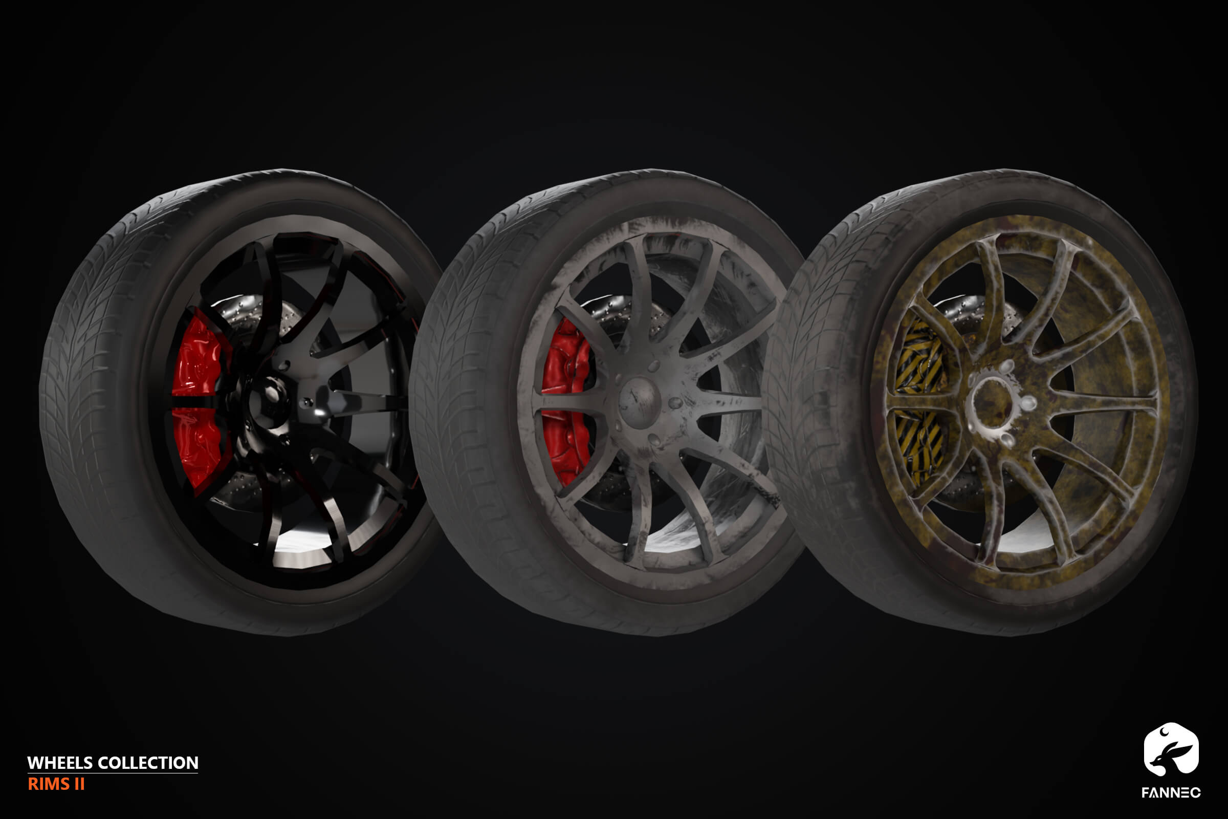 Rims - Wheels Collection II - Unity 3D Model by FANNEC