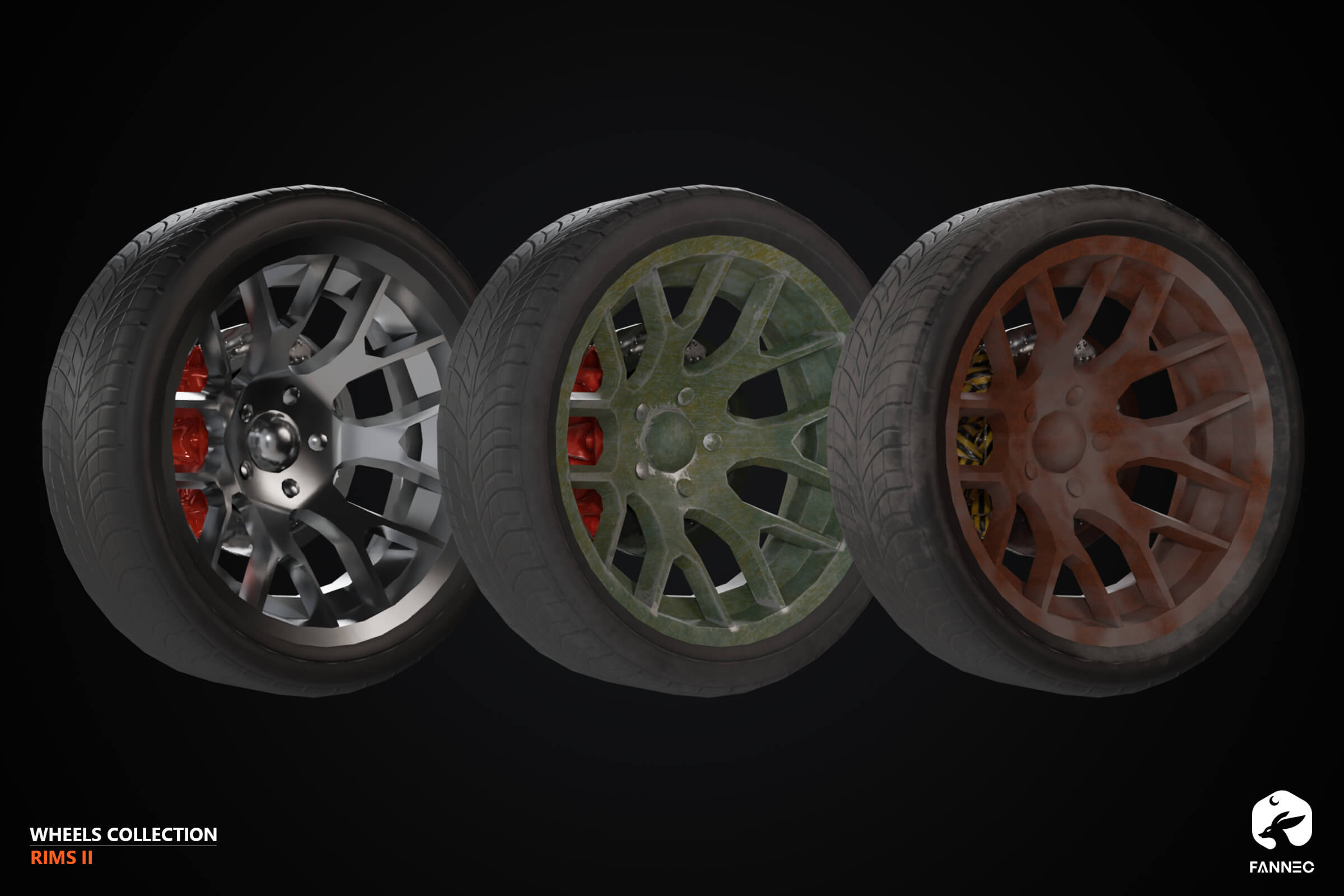 Rims - Wheels Collection II - Unreal Engine 3D Model by FANNEC