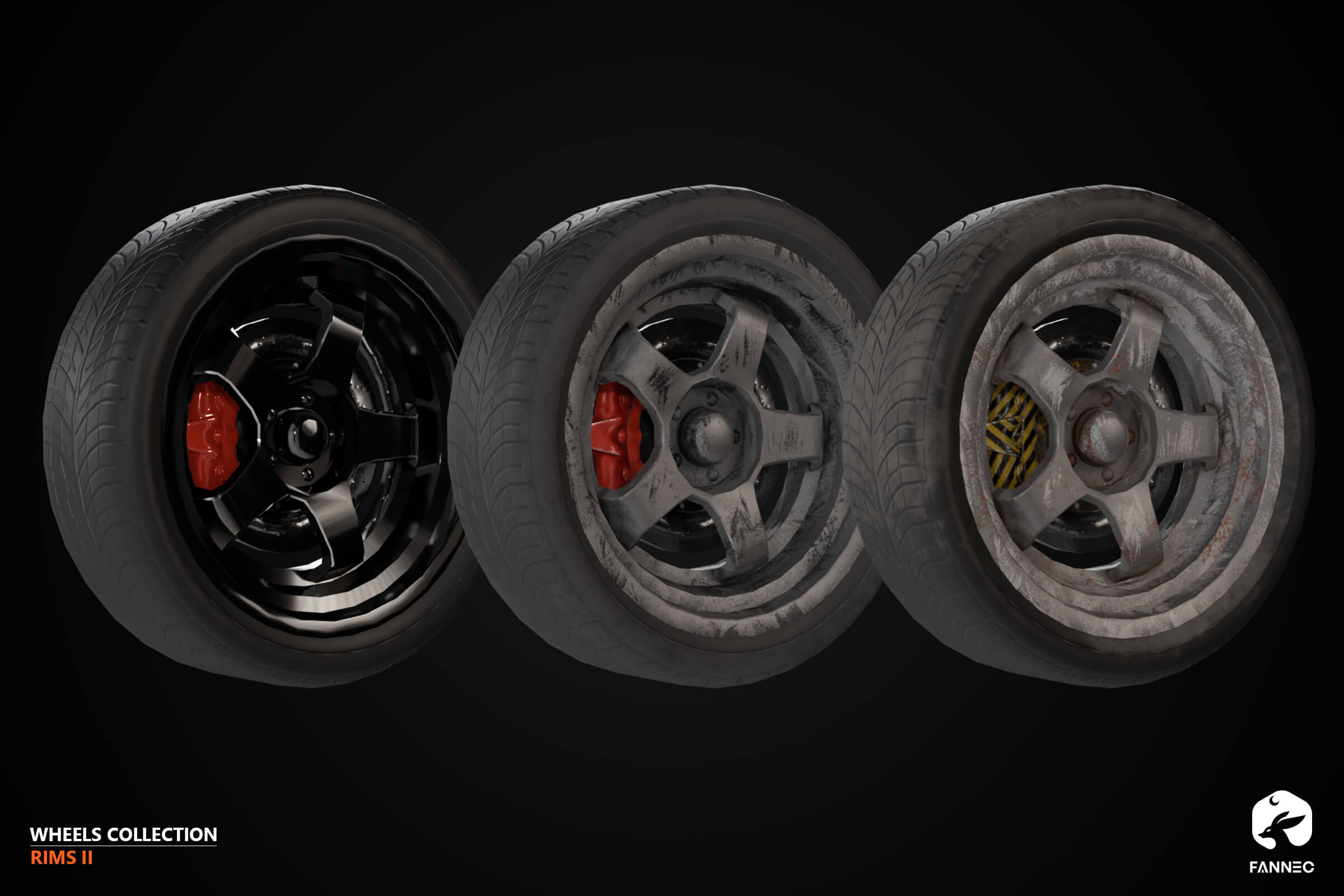 Rims - Wheels Collection II - Unreal Engine 3D Model by FANNEC