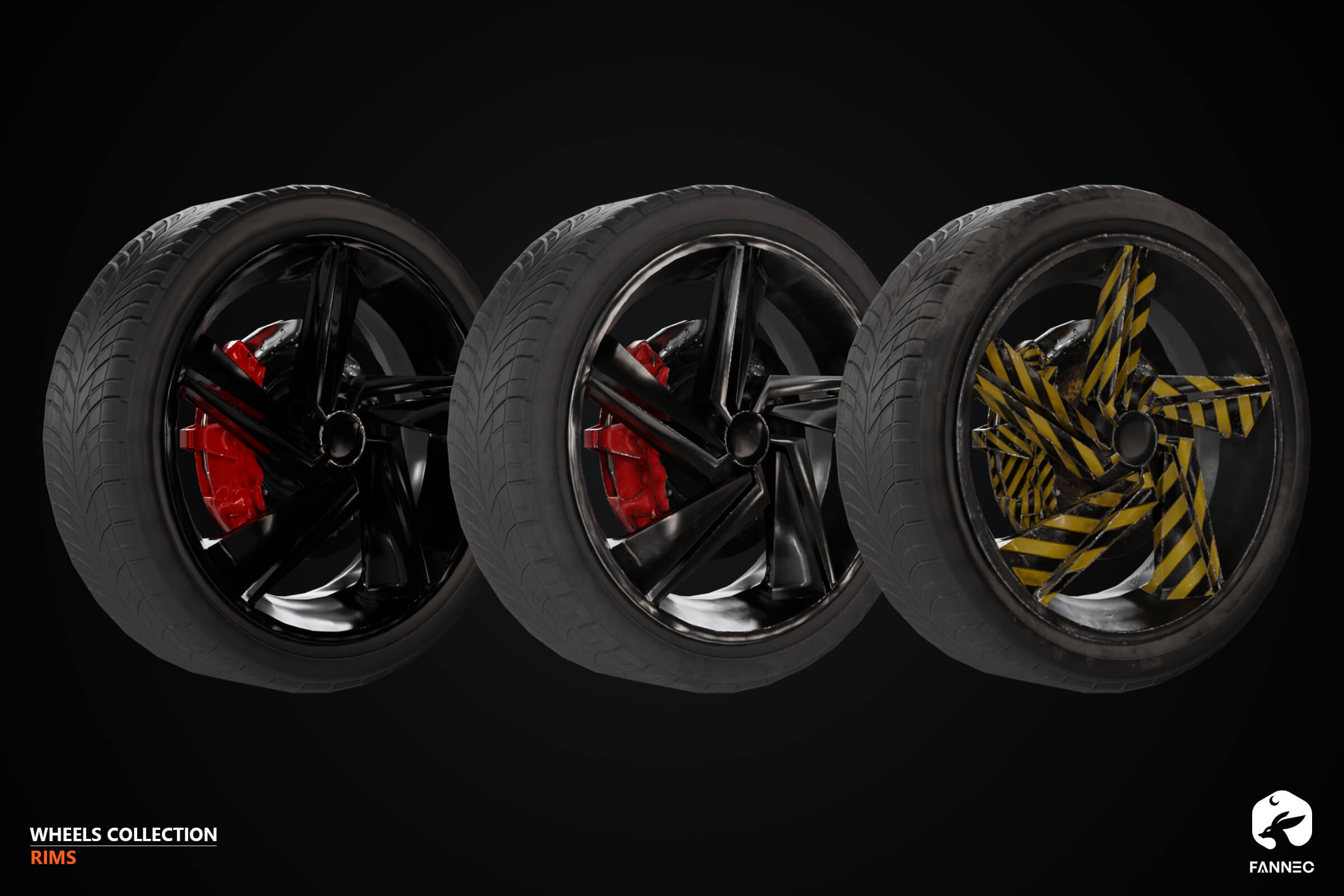 Rims - Wheels Collection - Unreal Engine 3D Model by FANNEC