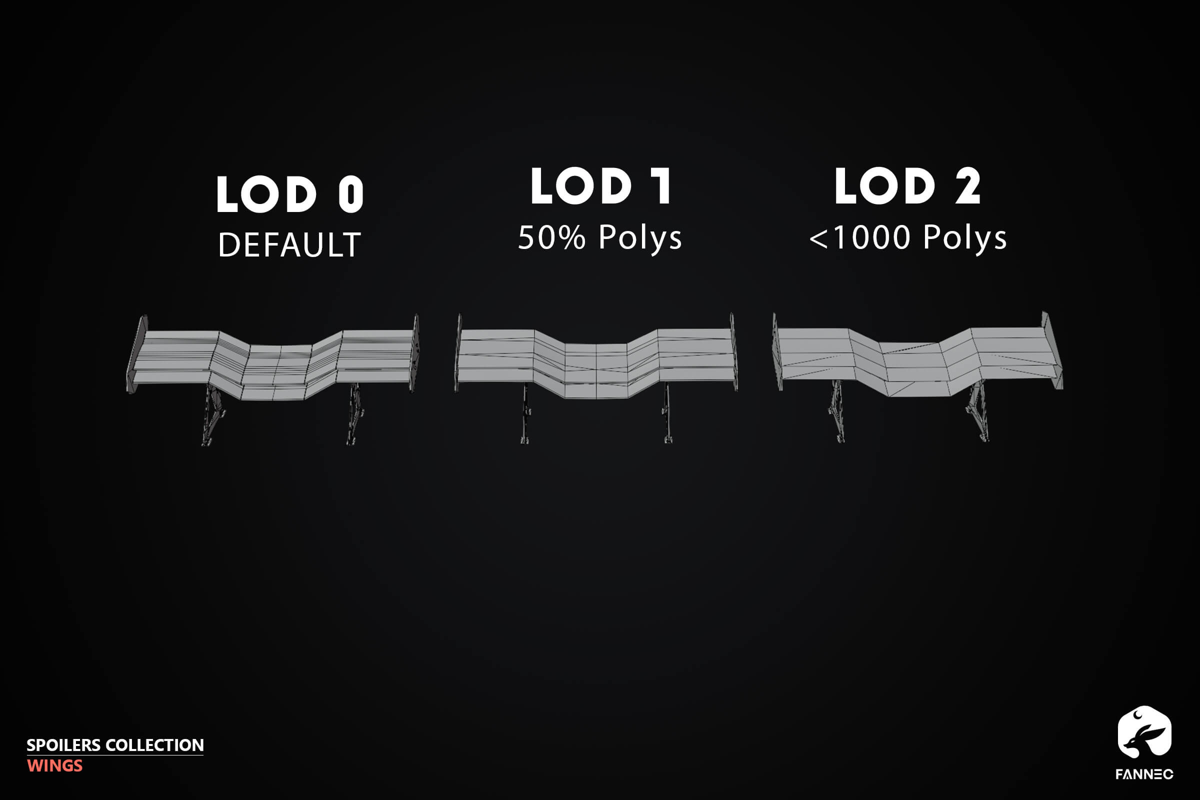 Wings - Spoilers Collection - Unity 3D Model by FANNEC