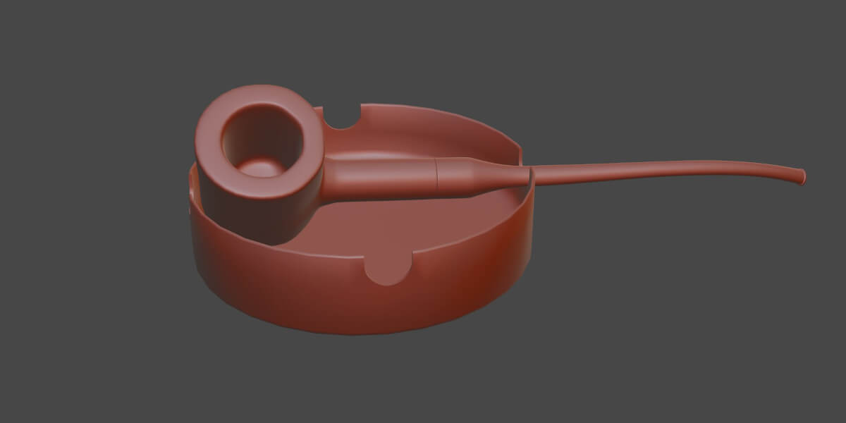 Ashtray and Pipe - Free 3D Model by Fantasyart-3D