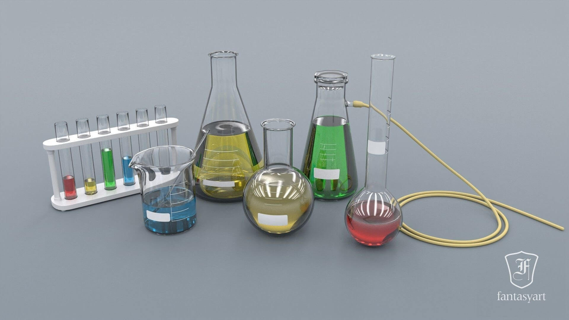 Chemical Laboratory Glassware Set - 3D Model by Fantasyart-3D