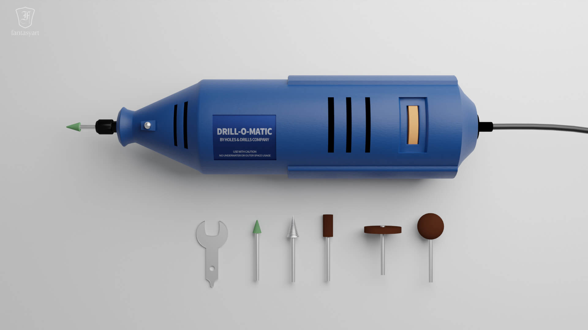 Mini-Drill With Accessories Free 3D Model by Fantasyart-3D