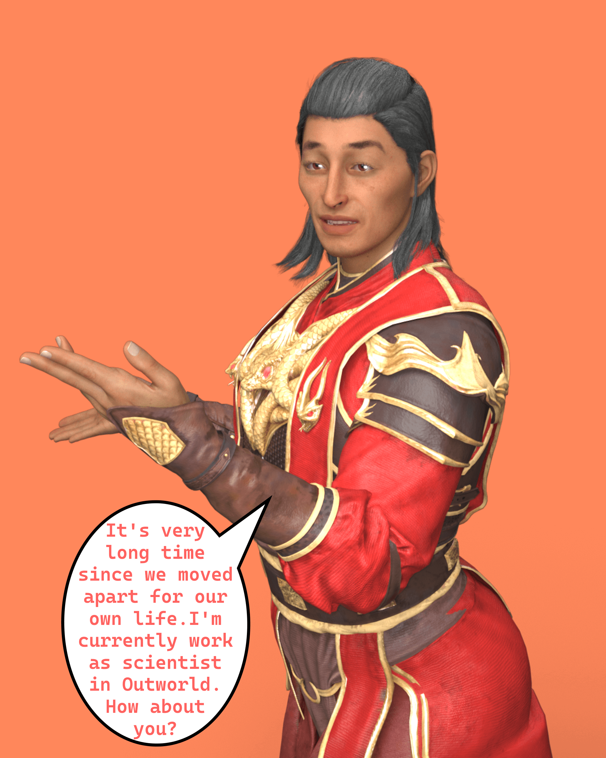 Shang Tsung In Red 3D Render, Digital Art by FatinChibi