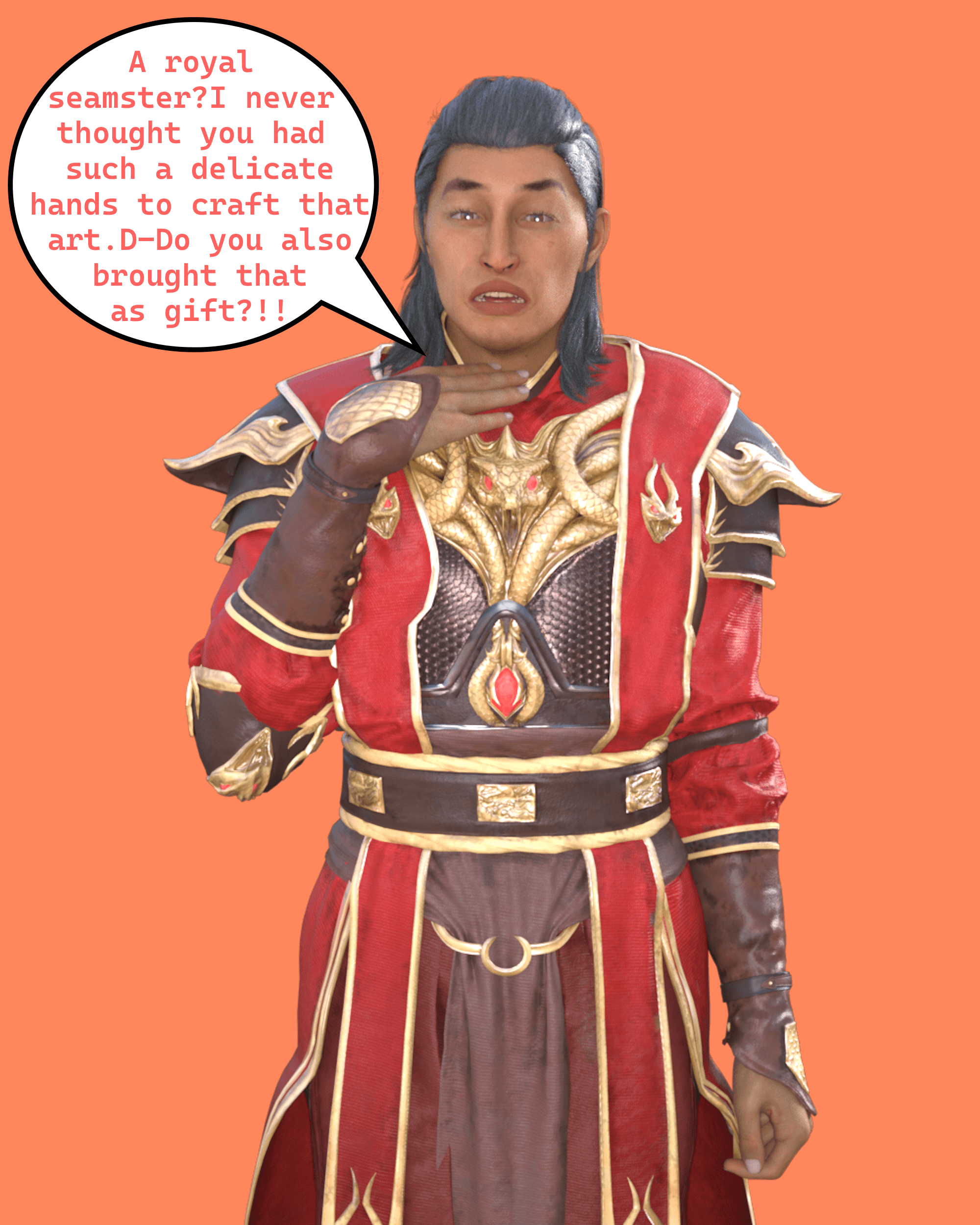 Shang Tsung In Red 3D Render, Digital Art by FatinChibi