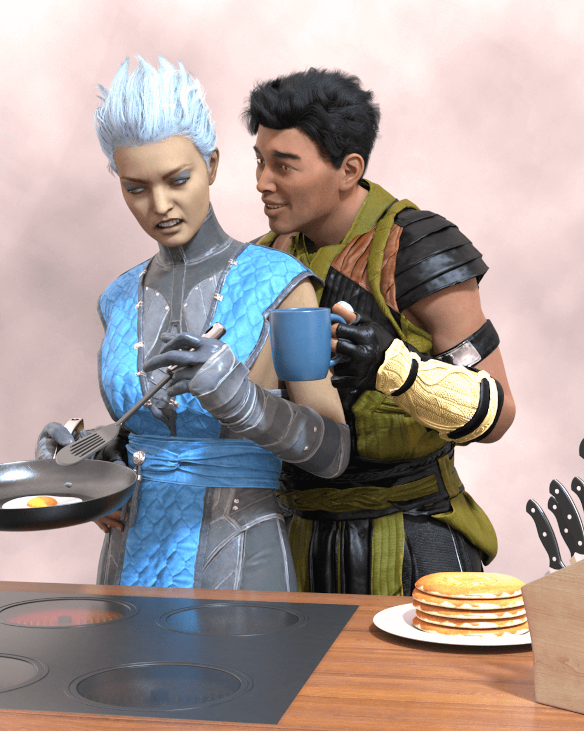 Whatcha Cooking,Xuiying? 3D Render, Digital Art by FatinChibi