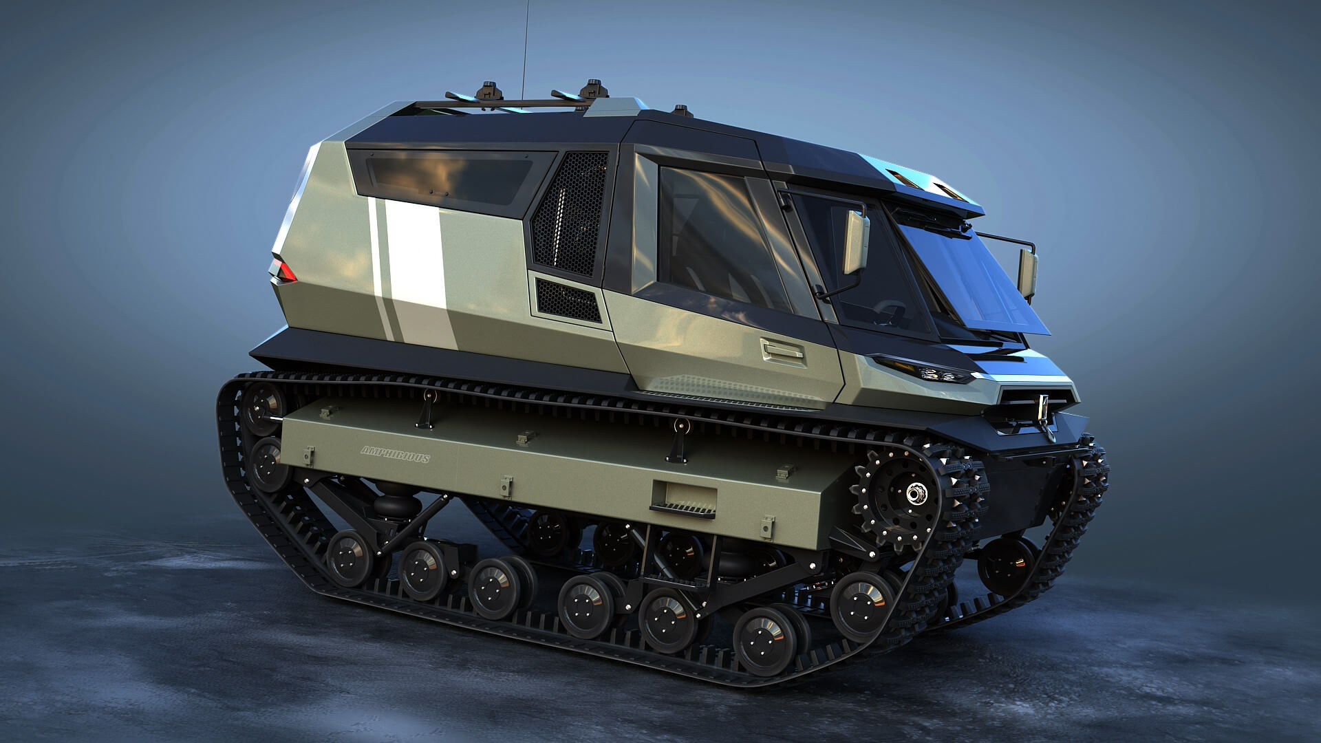 all-terrain vehicle concept on tracks 3D Render by Fazinvector