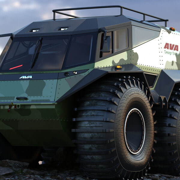 all-terrain vehicle concept on tracks 3D Render by Fazinvector