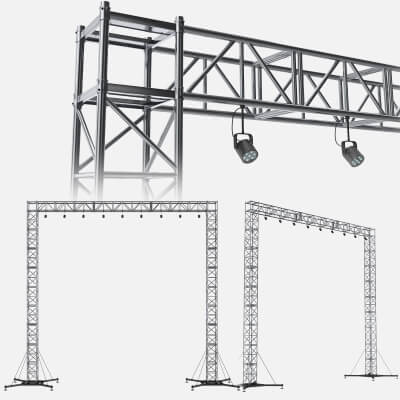Square Stage Truss System with Lights 2 - 3D Model by FCG Studio