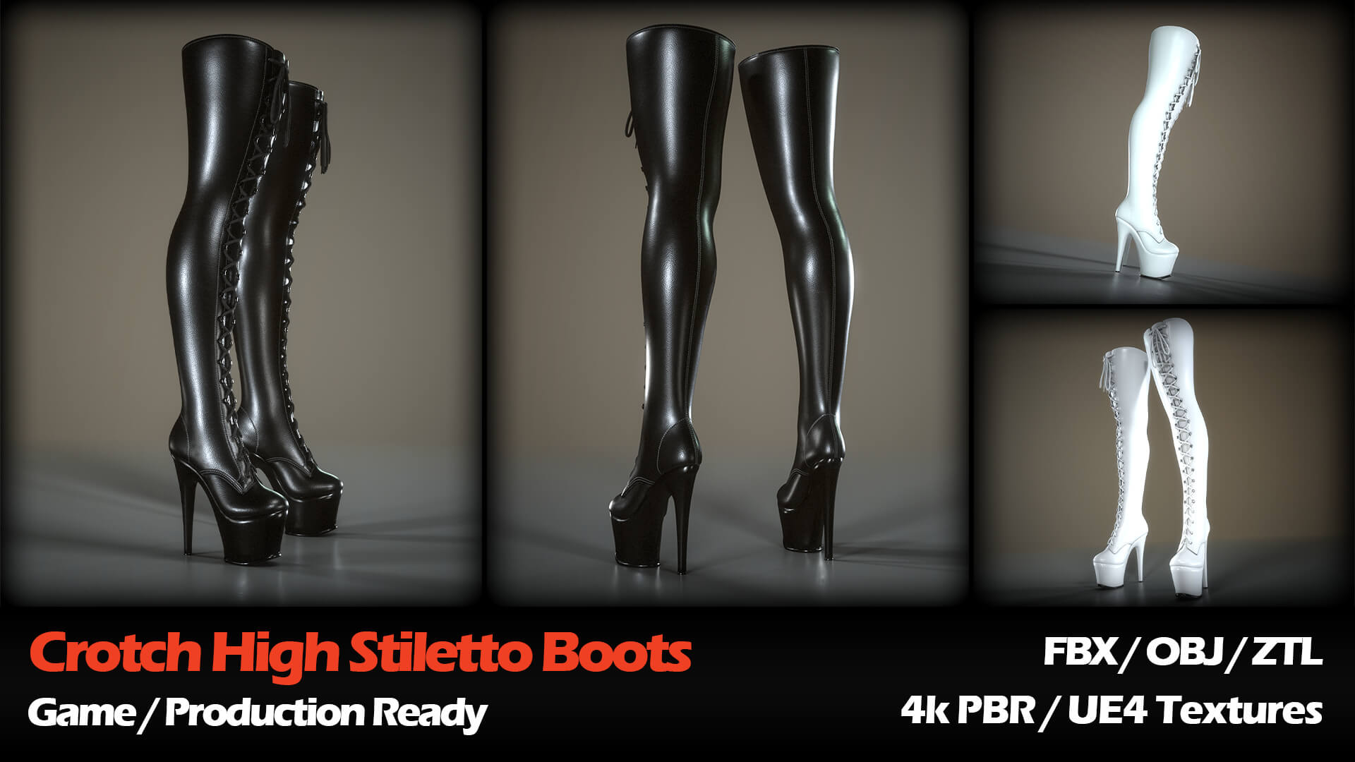 Crotch-High Stiletto Boots 3D Model by Feds452
