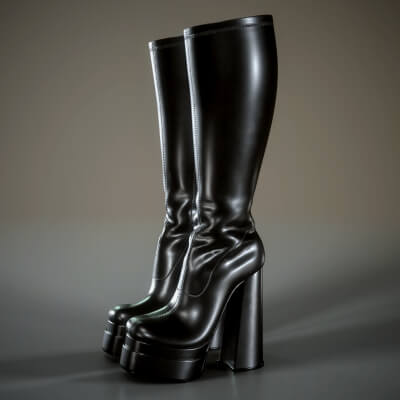 Double Platform Knee-High Boots 3D Model by Feds452