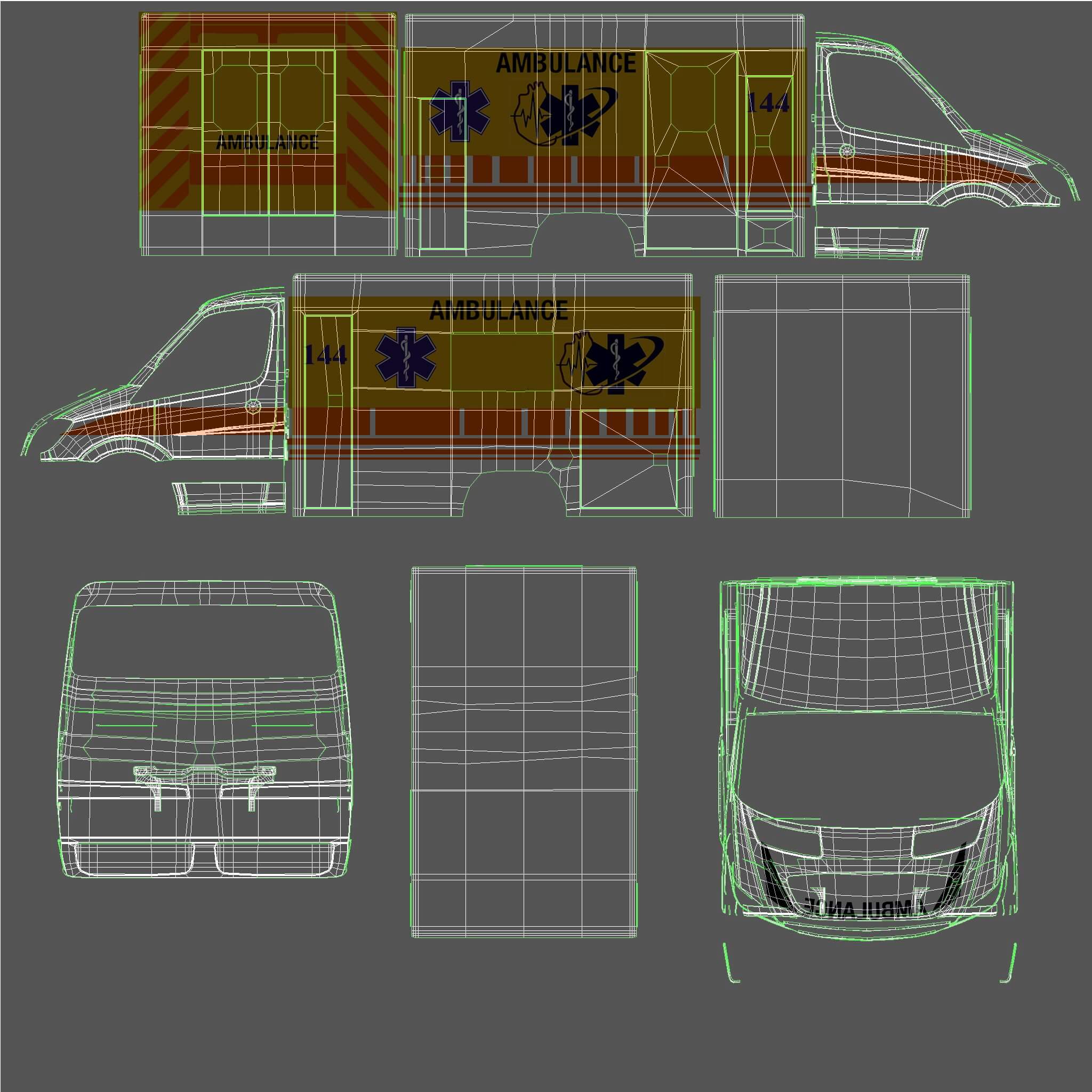 Mercedes Benz Sprinter 516 CDI GSF RTW Krankenwagen - 3D Model by ...