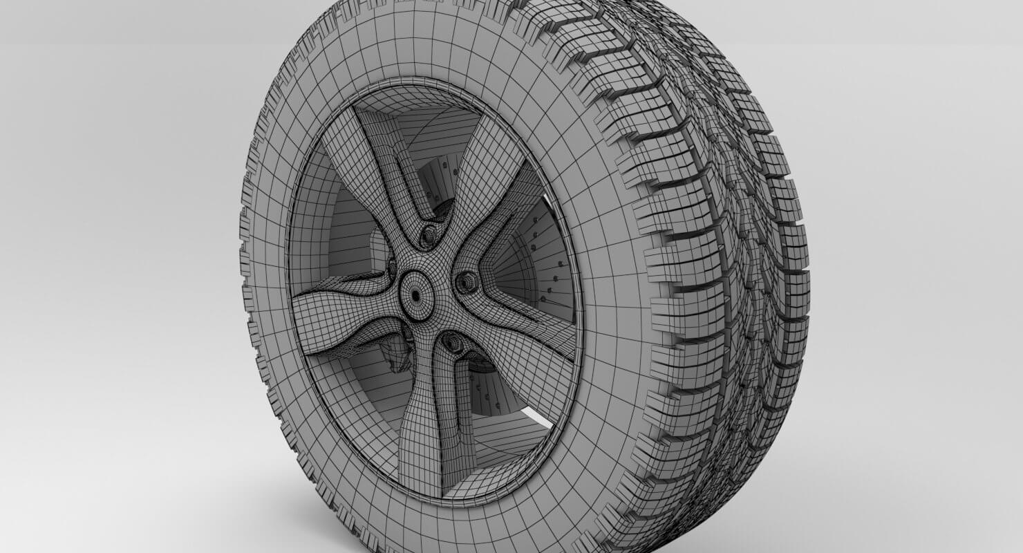 Car Wheel with Tire - 3D Model by ferhatkose19