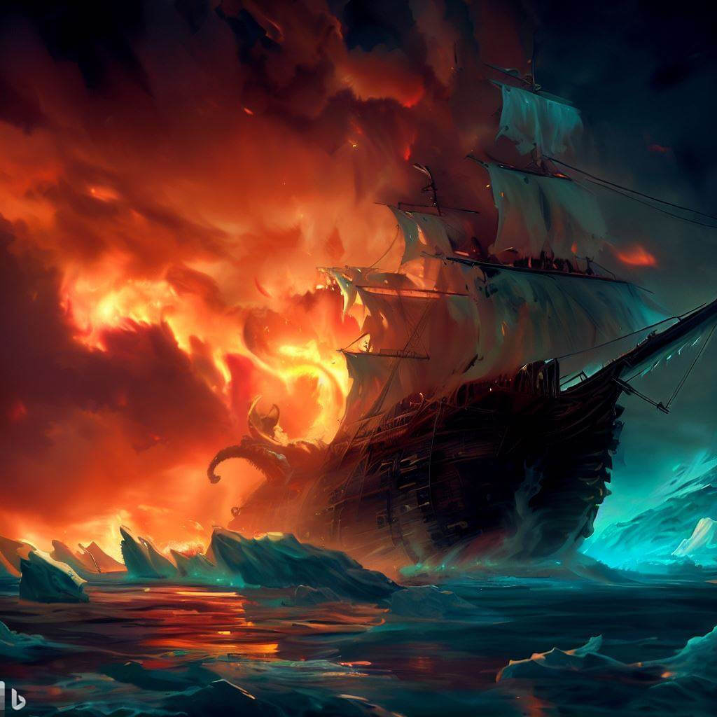 ship on the fire 3D Render | RenderHub Gallery