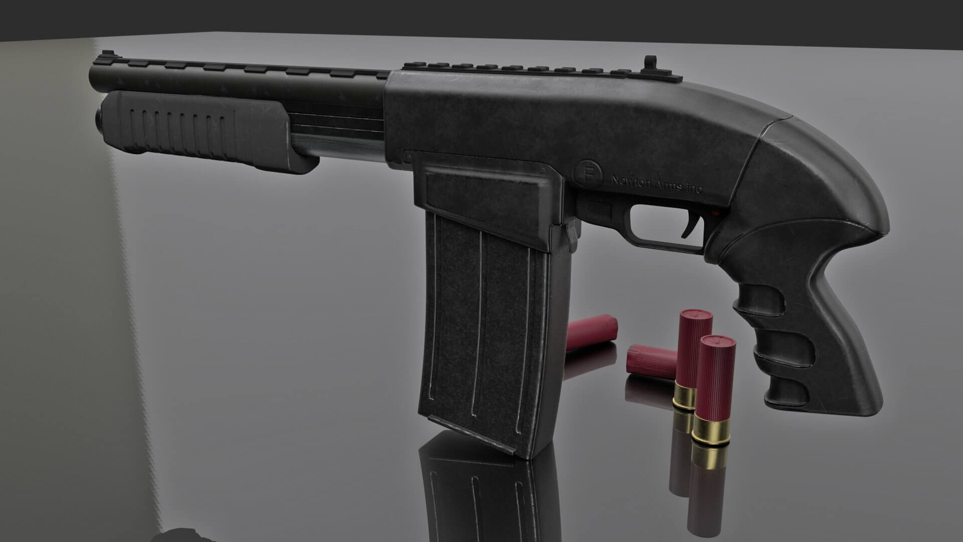 Pump-Action Shotgun with Clip 3D Model by Figster