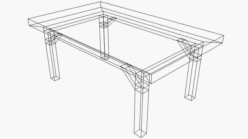 Rectangle Table - 3D Model by fikreezakwan