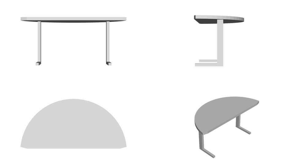 Semi-Circle Table 3D Model by fikreezakwan