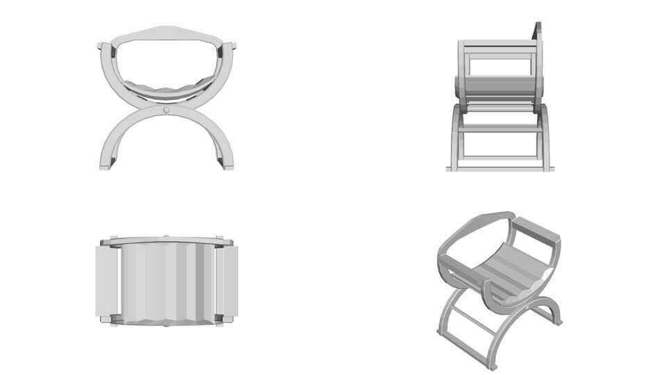 X-Shape Chair 1 3D Model by fikreezakwan