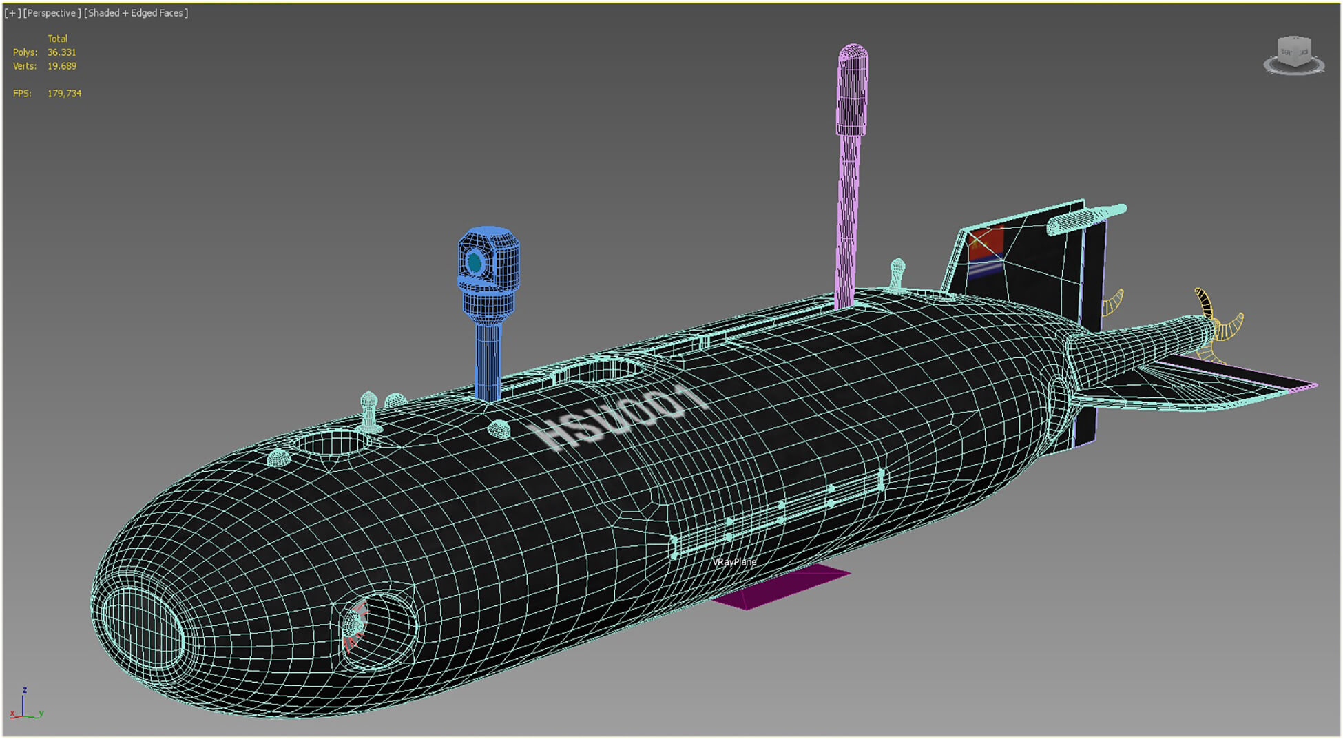 HSU-001 Submarine Drone 3D Model by FiniasK