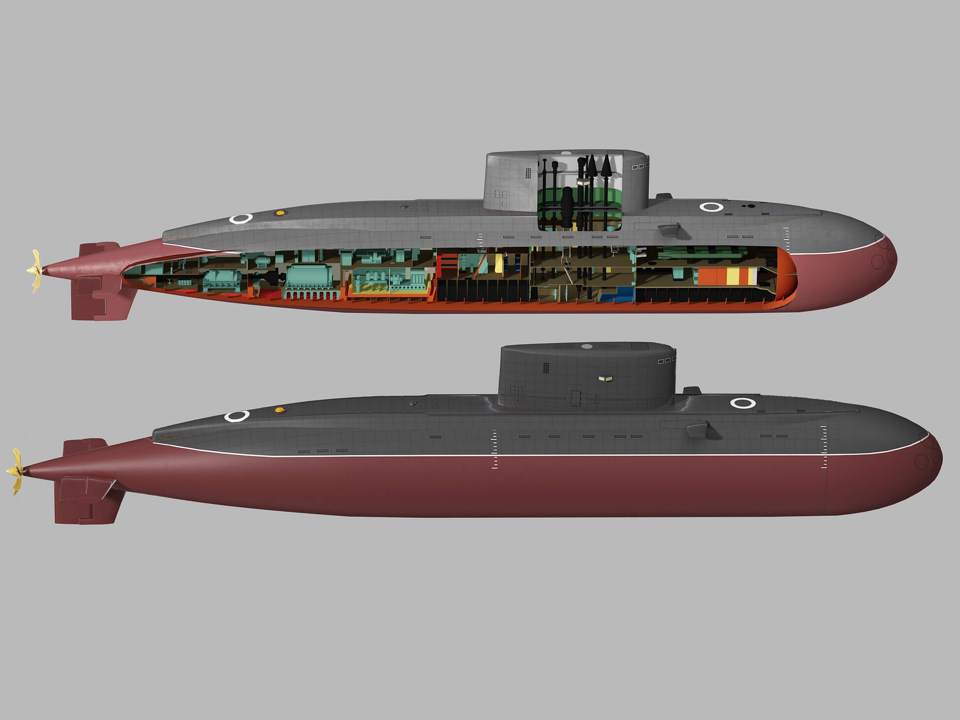Kilo Class Submarine With Interior - 3D Model by FiniasK