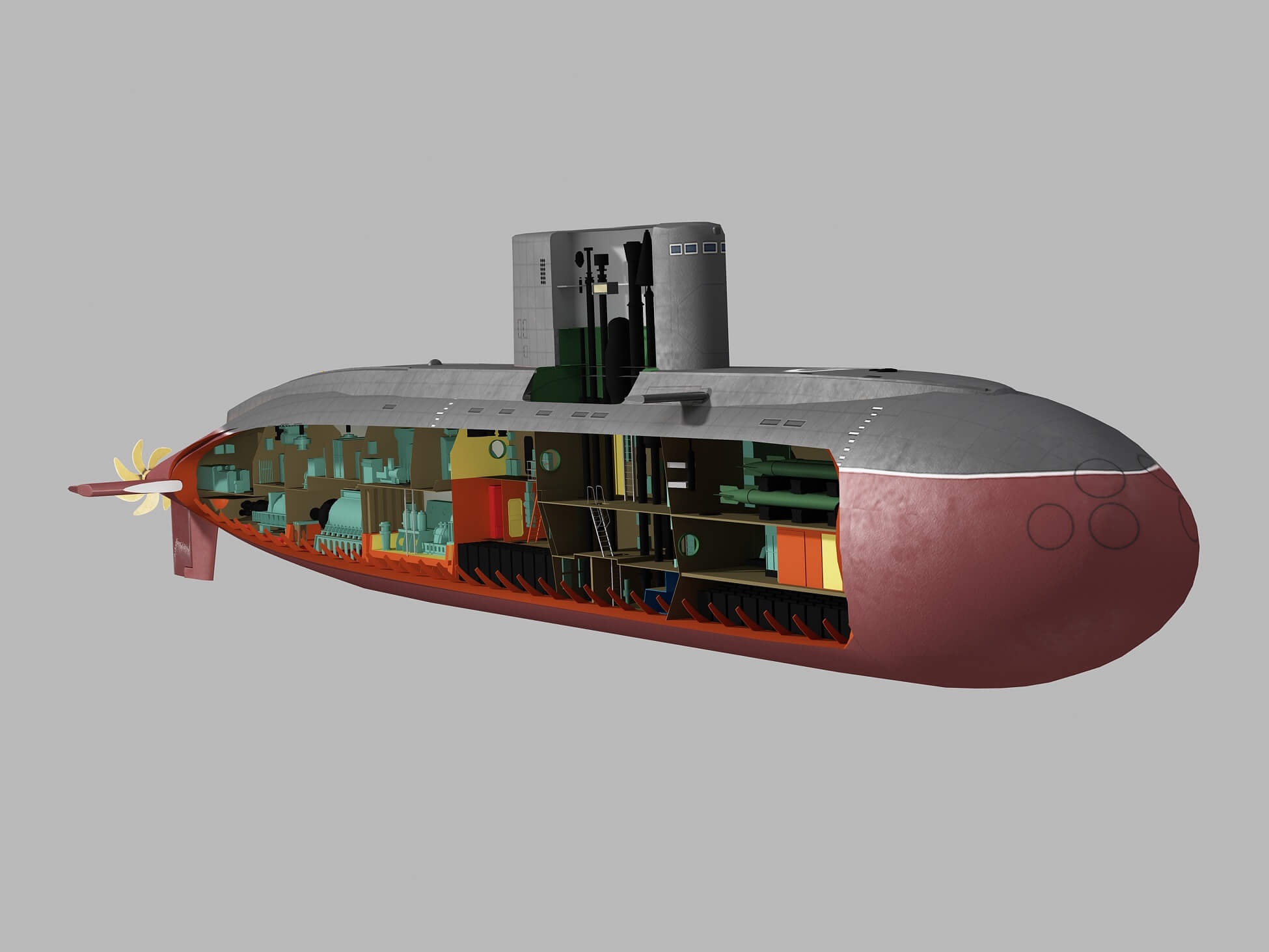 Kilo Class Submarine With Interior - 3D Model by FiniasK