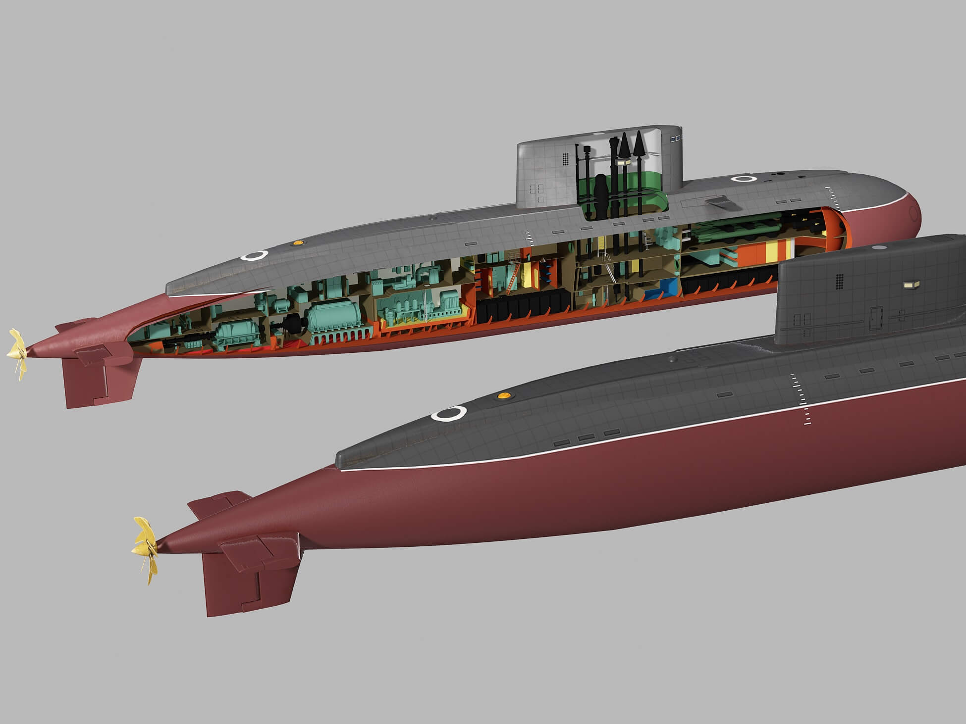 Kilo Class Submarine With Interior - 3D Model by FiniasK