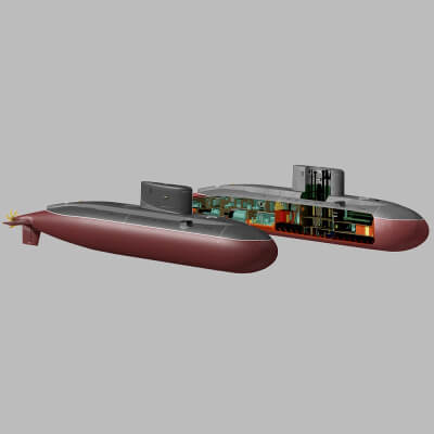 Kilo Class Submarine With Interior - 3D Model by FiniasK