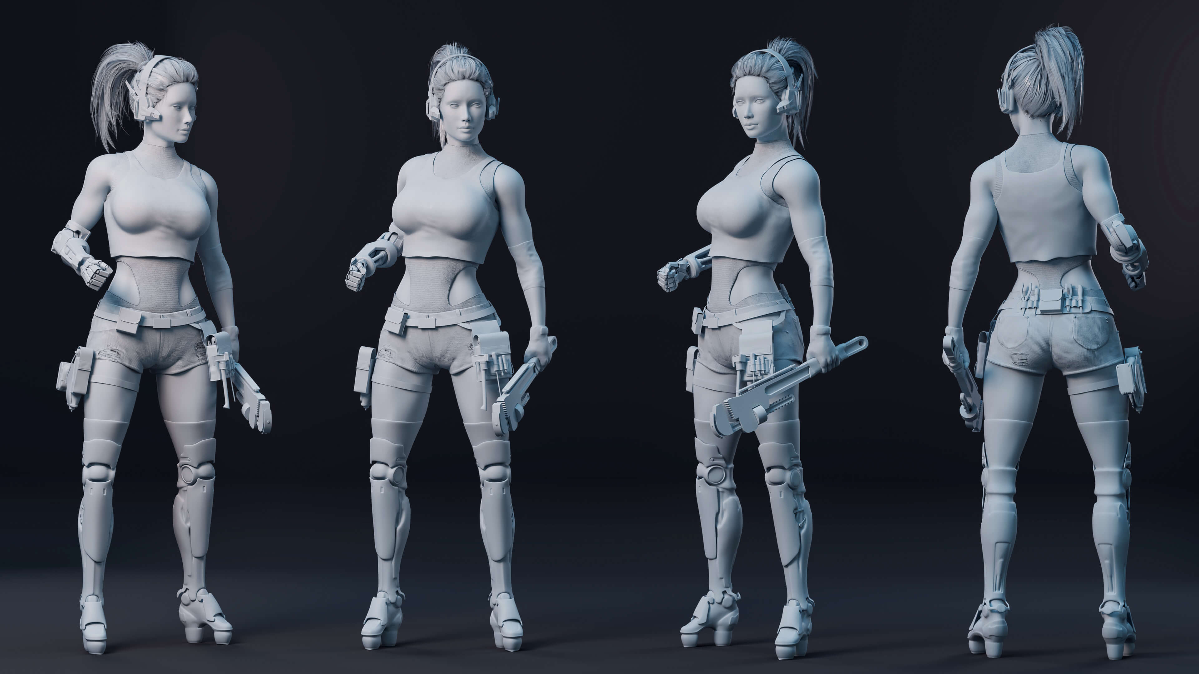 FREYA THE MECHANIC GIRL 3D Render, Digital Art by FIRA