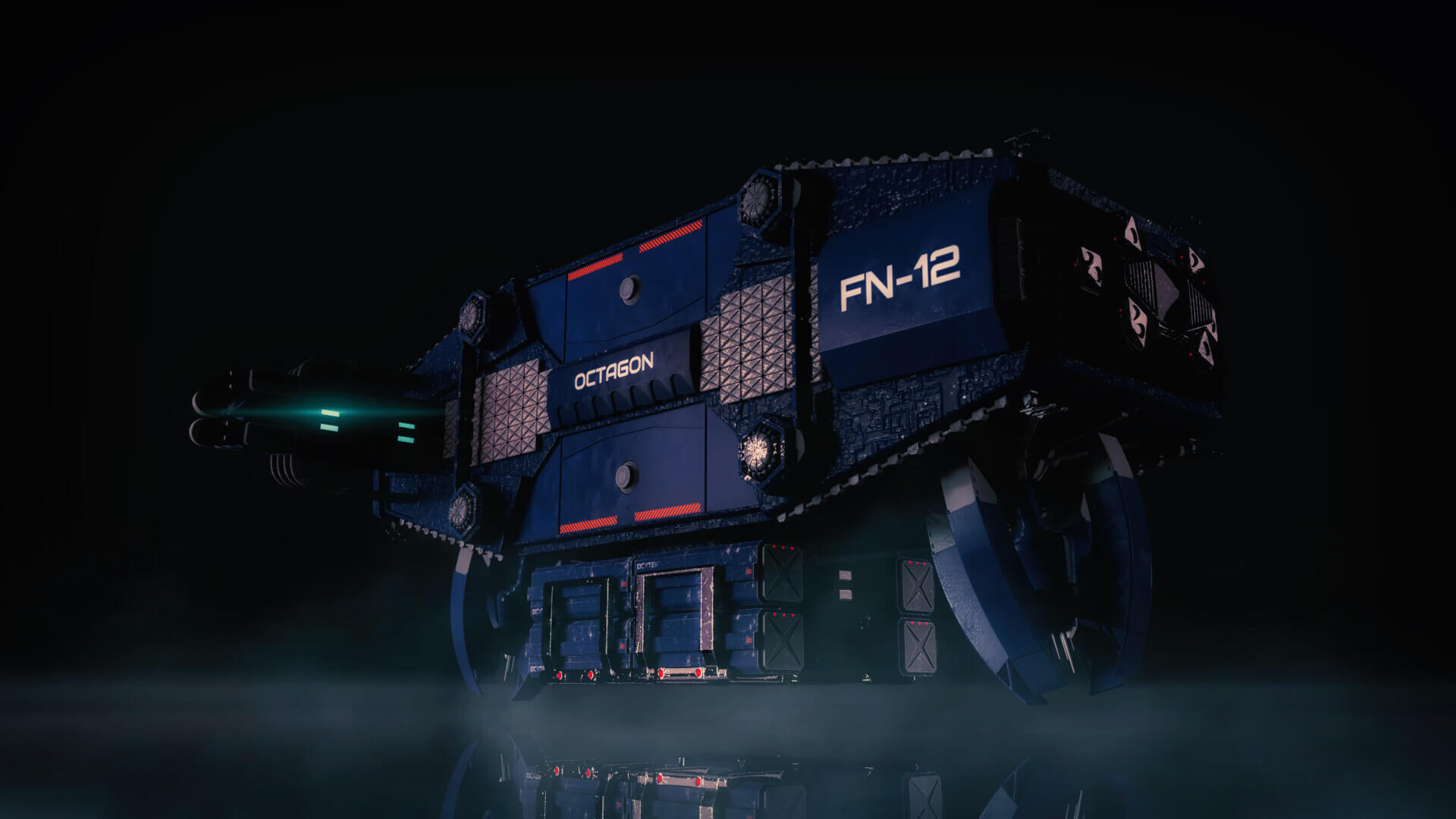 Octagon FN-12 3D Render, Digital Art by FIRA