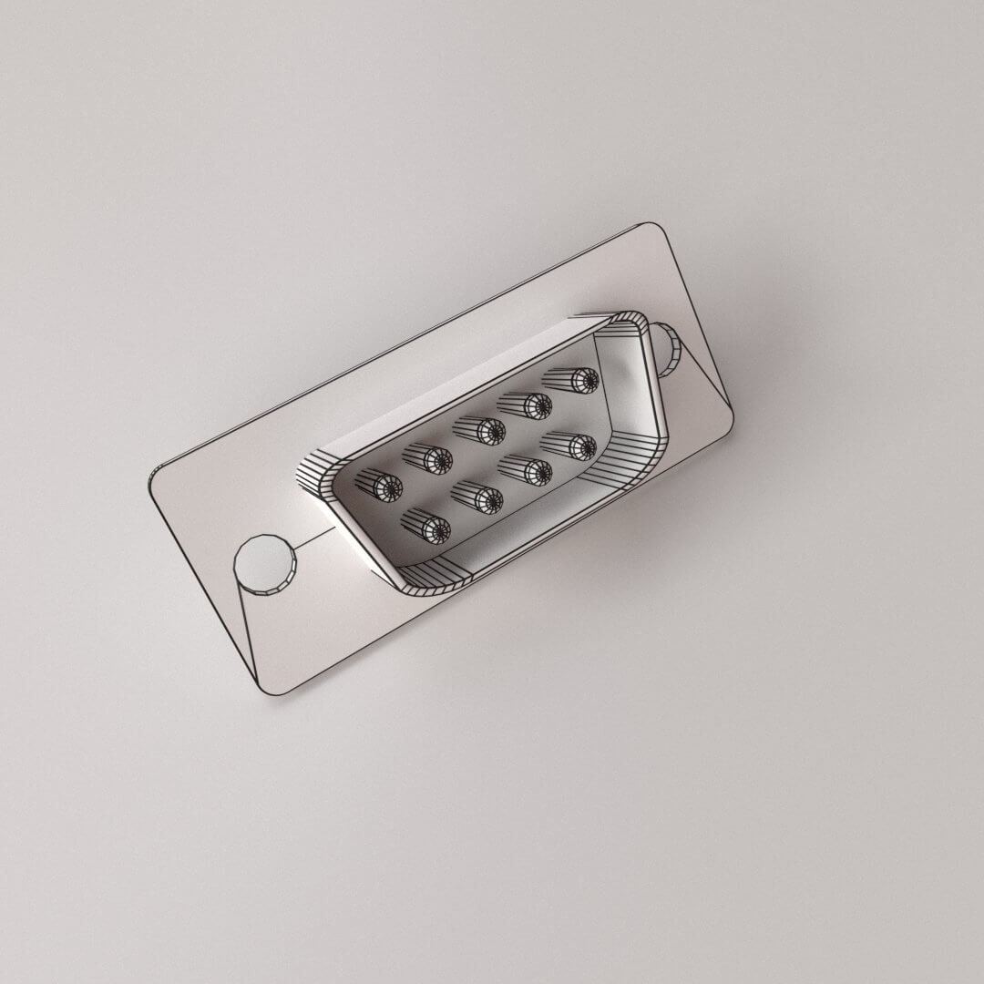 D-Sub Connector 9 Pin 3D Model by firdz3d