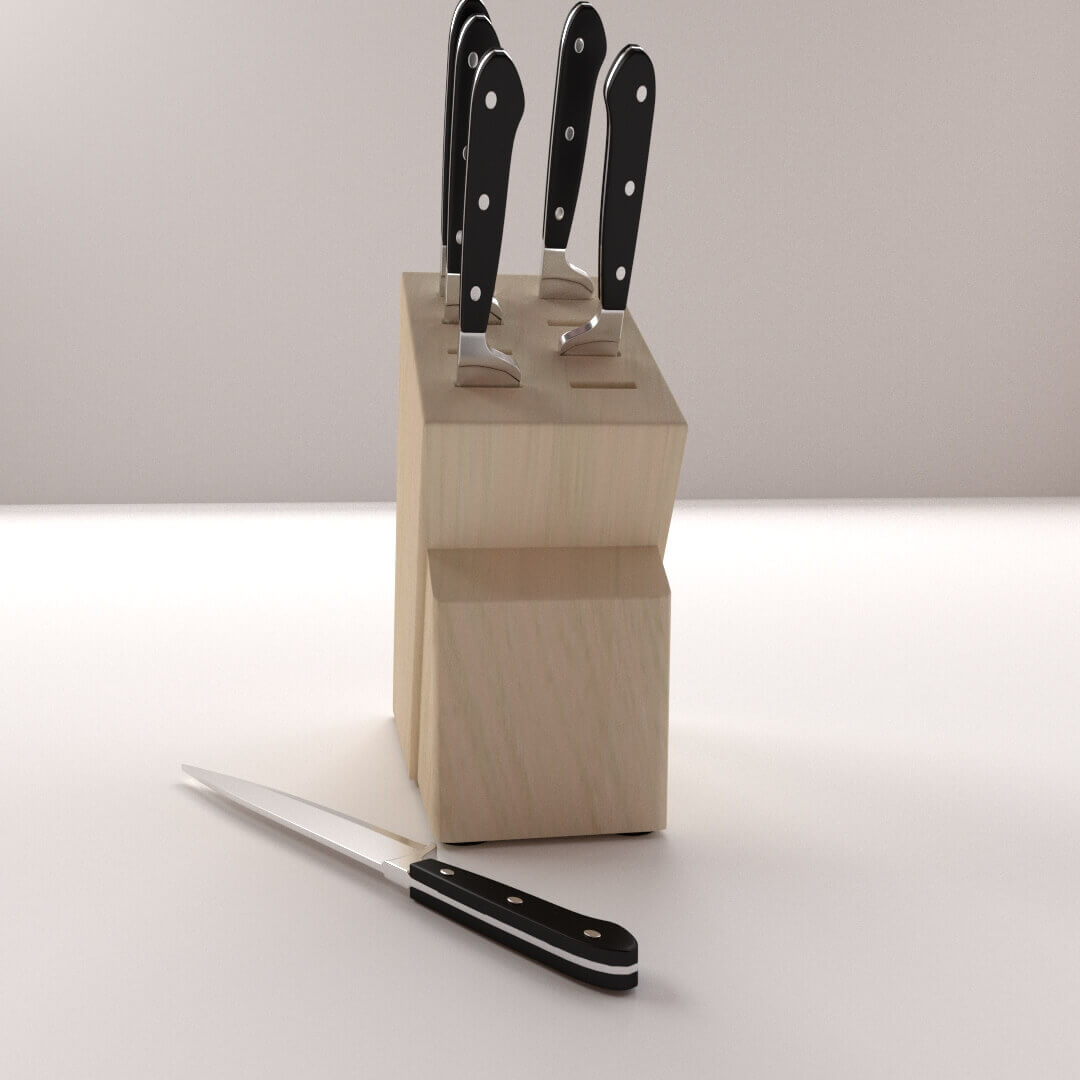 Knife Block with Knives - 3D Model by firdz3d