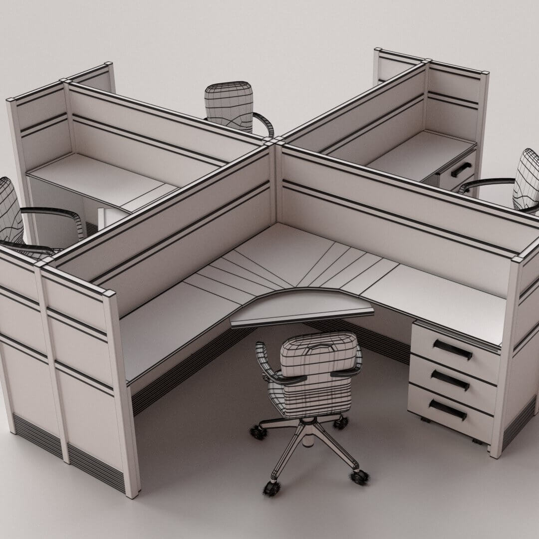 Office Cubicle - 3D Model by firdz3d
