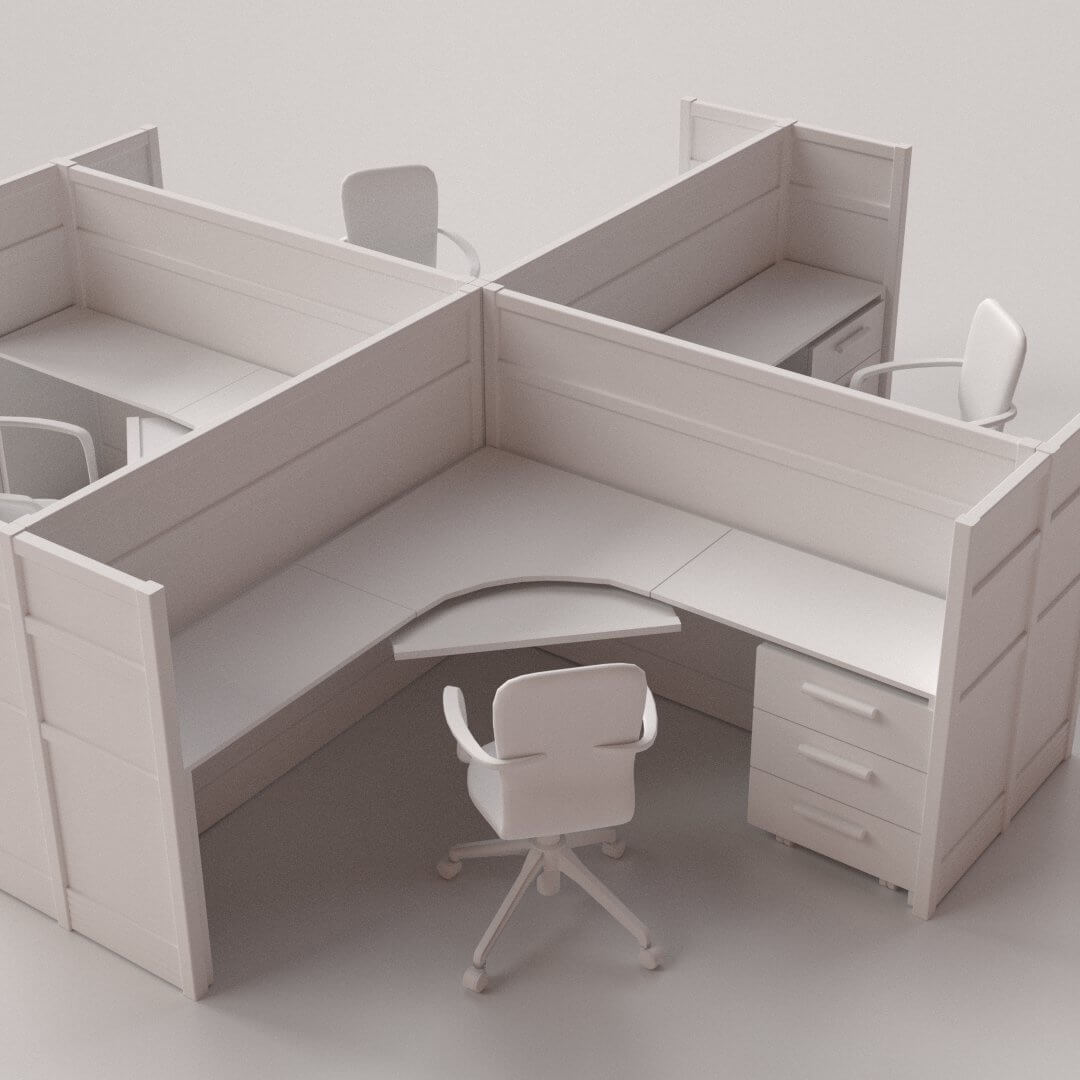 Office Cubicle - 3D Model by firdz3d