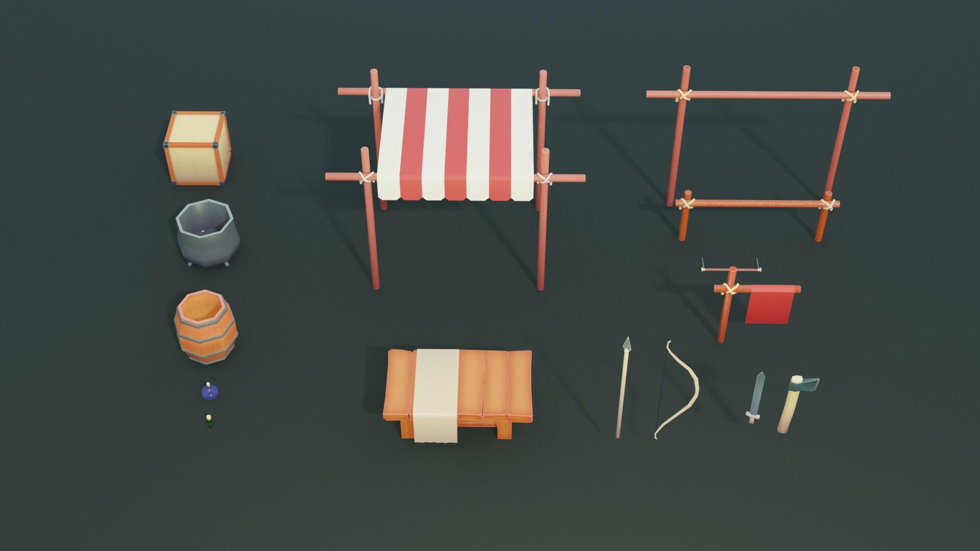 Medieval Merchant Assets Pack - 3D Model by Flamti