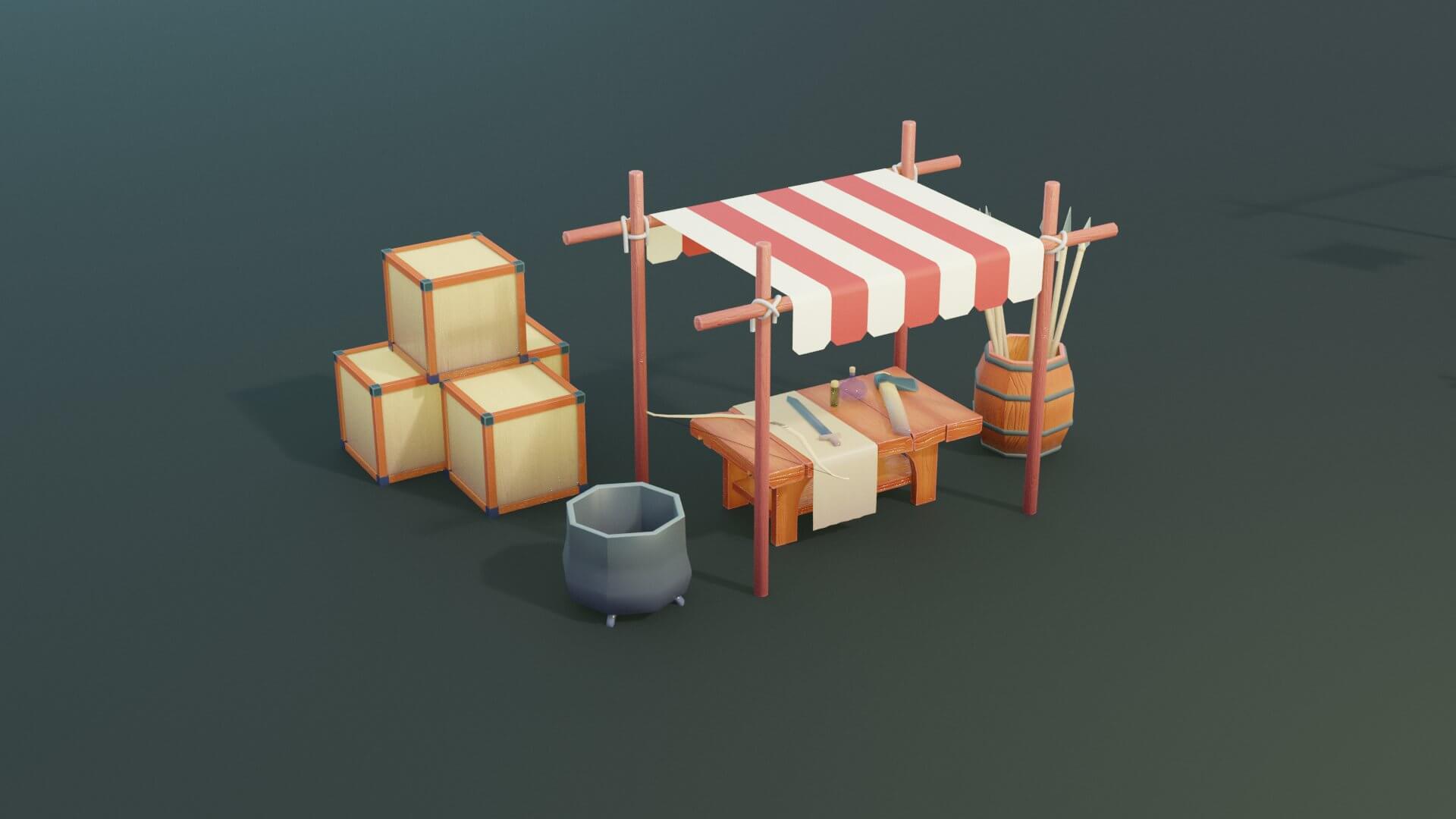 Medieval Merchant Assets Pack - 3D Model by Flamti
