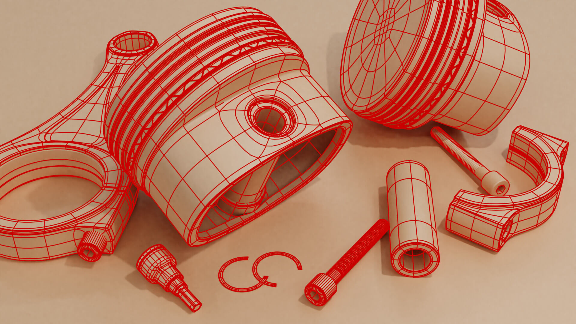 Dissection of a piston 3D Render, Digital Art by FlyingBanana_78