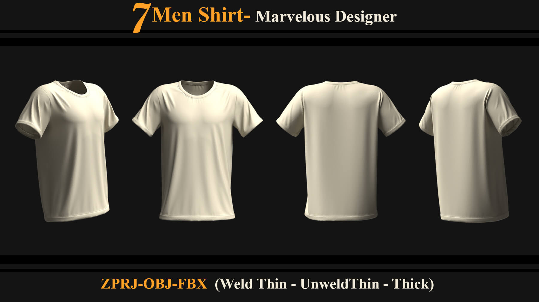 7 Men Shirts Vol.01 (Marvelous DesignerClo3d)(ZPRJ+OBJ+FBX) 3D Render
