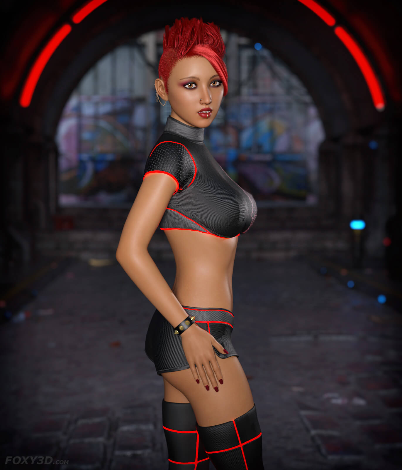 Samantha - Cyber Babe 3D Render, Digital Art by Foxy 3D