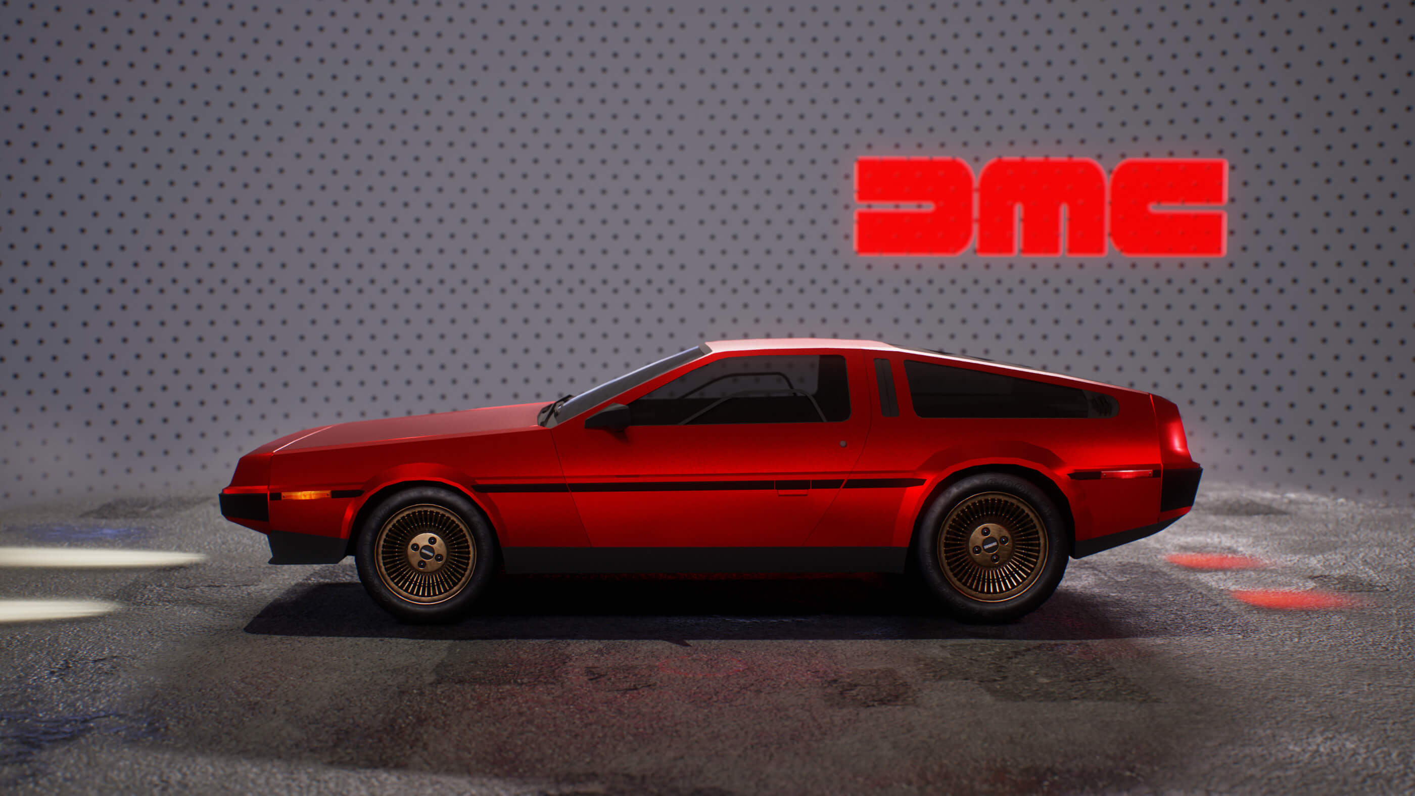 DeLorean DMC - 12 and Showroom 3D Model by FPSunreal