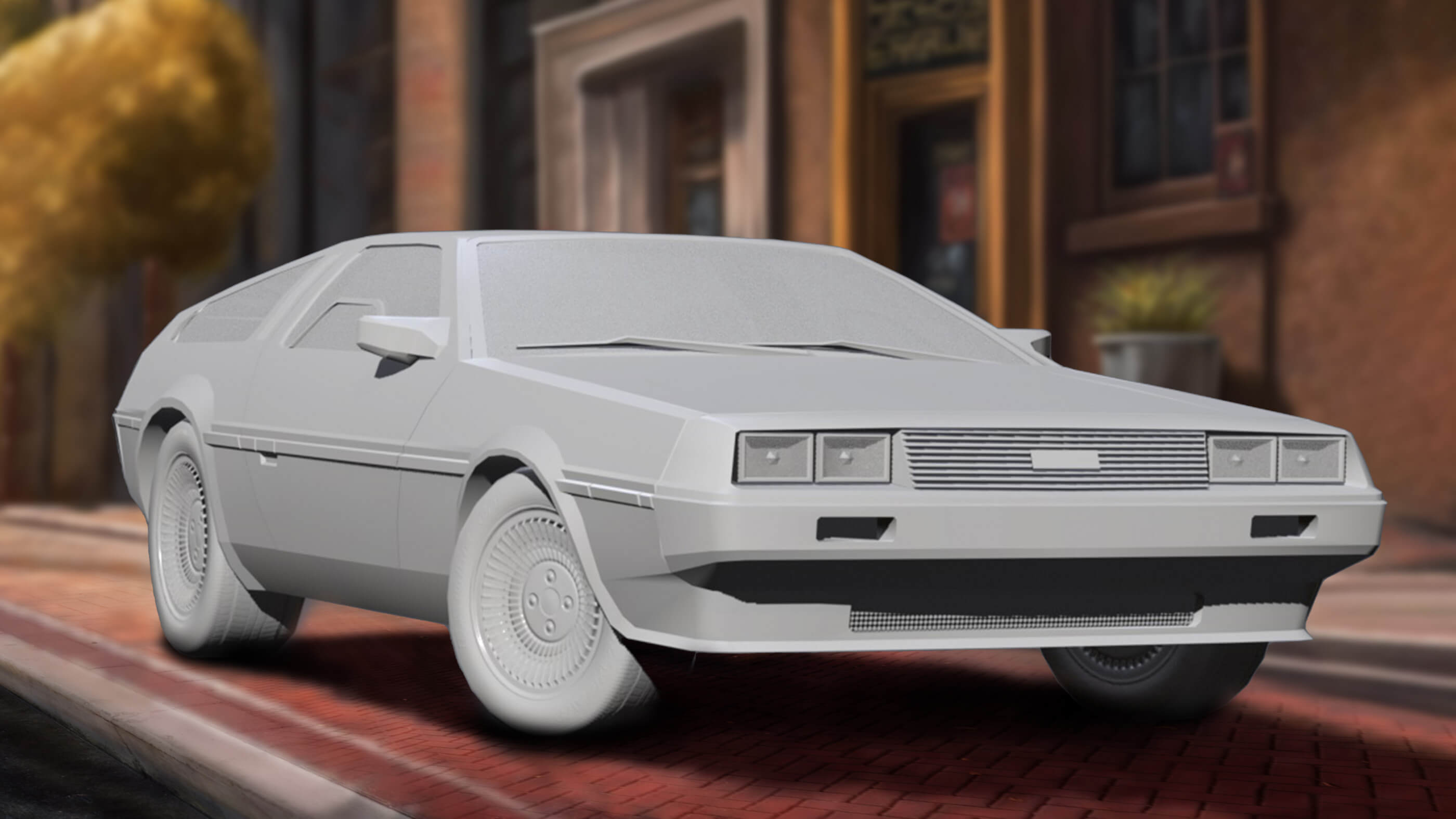 DeLorean DMC - 12 and Showroom 3D Model by FPSunreal