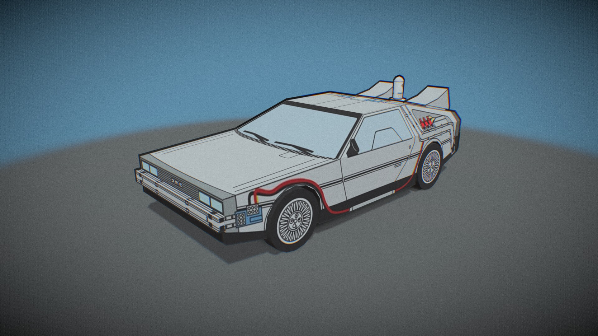 DeLorean DMC - 12 Stylized Free 3D Model by FPSunreal