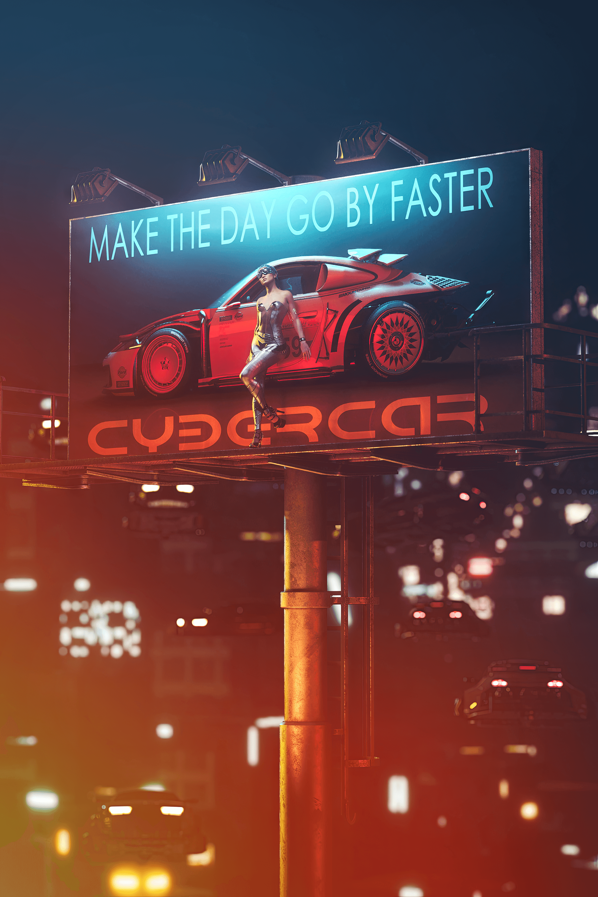 Cybercar Ad 3D Render, Digital Art by francobel