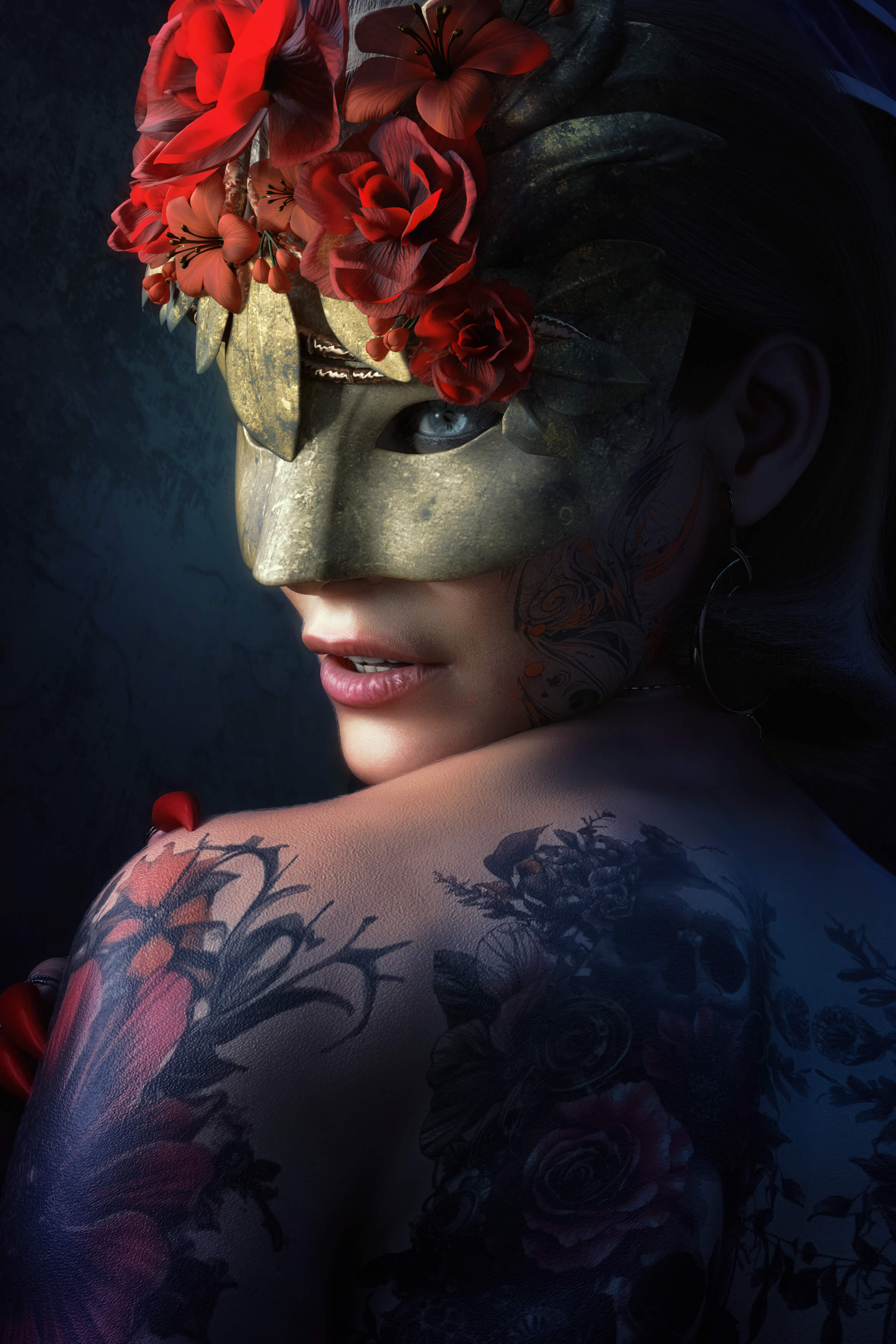 Masked Portrait 3D Render, Digital Art by francobel