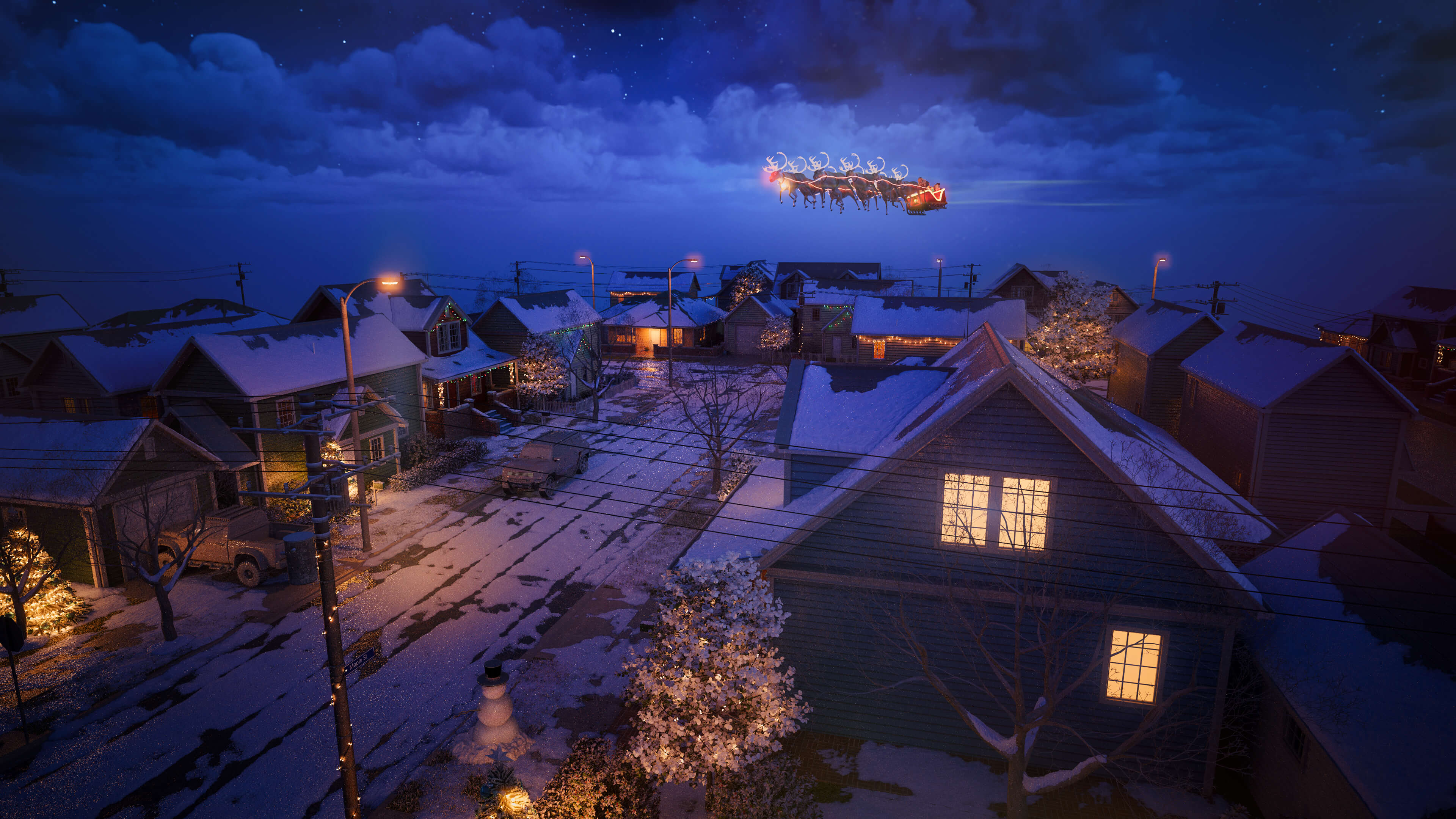 Winter Scene - Xmas Version 3D Render, Digital Art by francobel